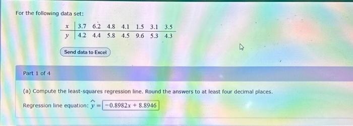 Solved For the following data set: Part 1 of 4 (a) Compute | Chegg.com