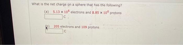 Solved What is the net charge on a sphere that has the | Chegg.com