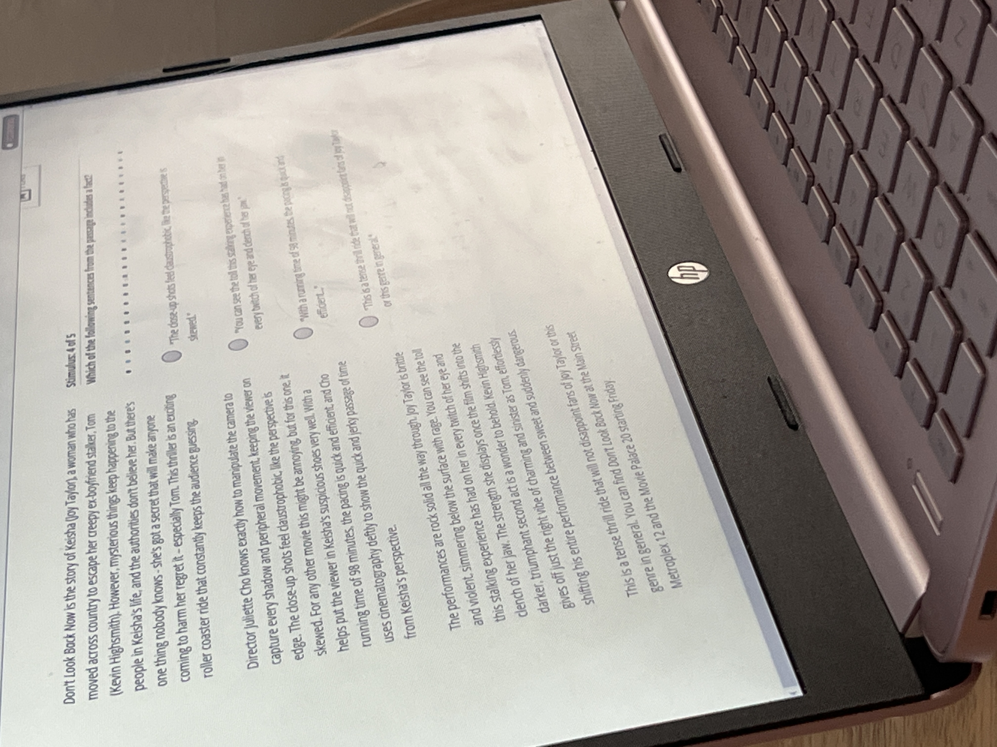 Solved Don't Look Bock Now is the story of Keisha (Joy | Chegg.com