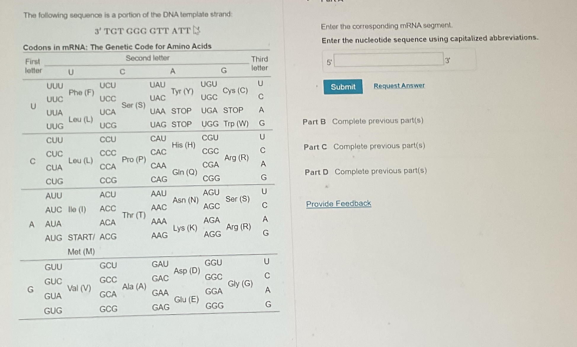 Solved The following sequence is a portion of the DNA | Chegg.com