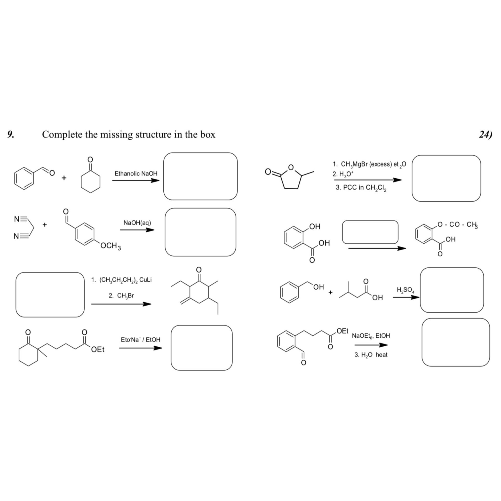 Complete the missing structure in the | Chegg.com