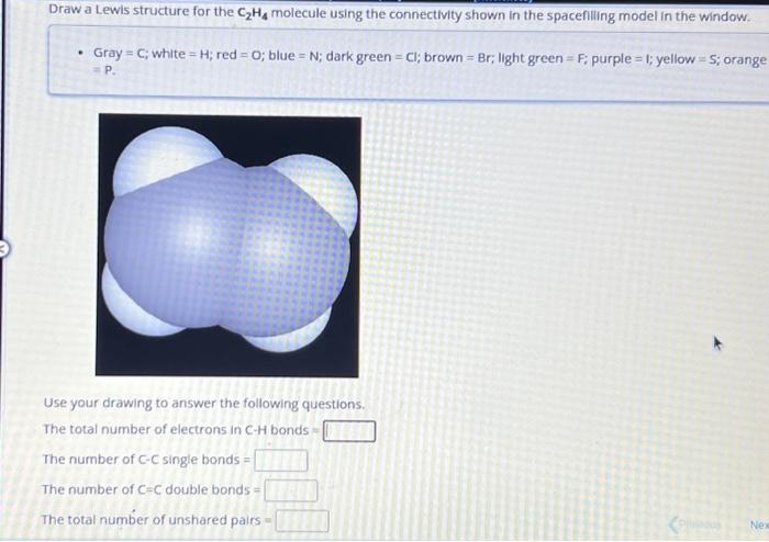 Solved Draw a Lewis structure for the C₂H4 molecule using | Chegg.com