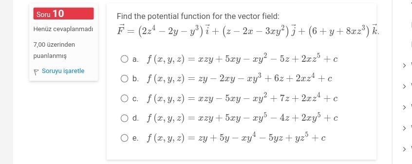 Solved Find the potential function for the vector field: | Chegg.com