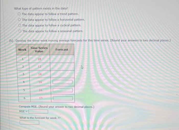 Solved Consider the following time series data. (a) | Chegg.com