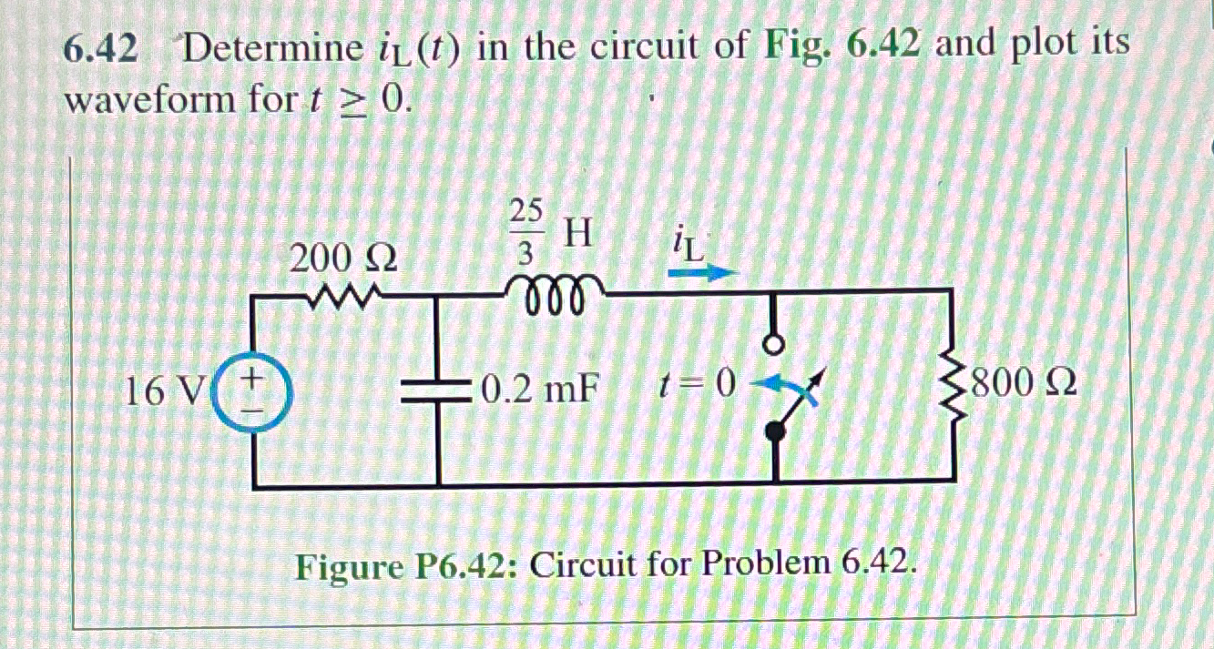 Solved 6.42 ﻿Determine iL(t) ﻿in the circuit of Fig. 6.42 | Chegg.com