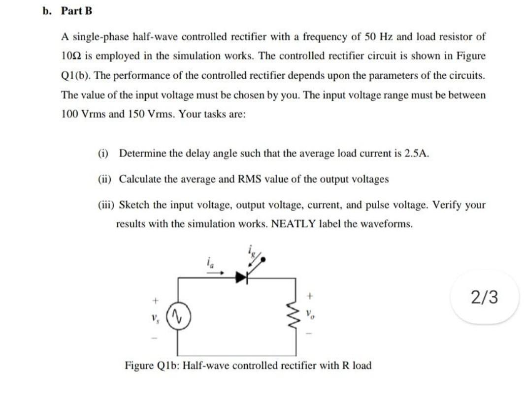 Solved A single-phase half-wave controlled rectifier with a | Chegg.com