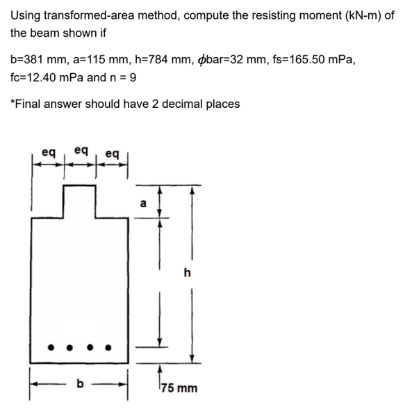 Solved Using transformed-area method, compute the resisting | Chegg.com