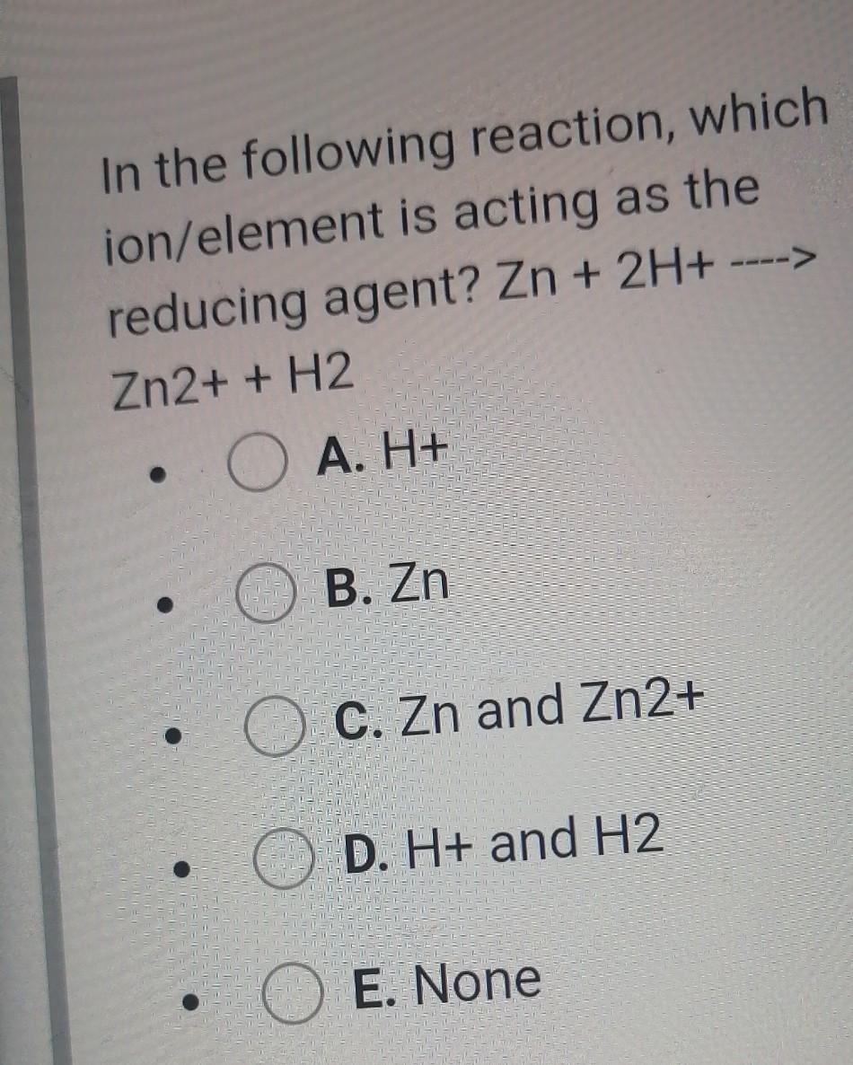 Solved In the following reaction, which ion/element is | Chegg.com