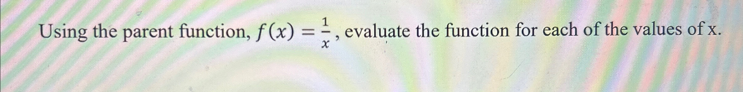 Solved Using the parent function, f(x)=1x, ﻿evaluate the | Chegg.com