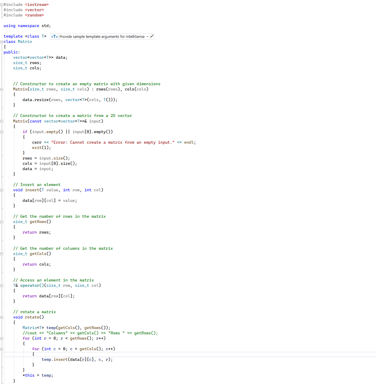 Solved In c++, ﻿Using your template matrix from exercise | Chegg.com