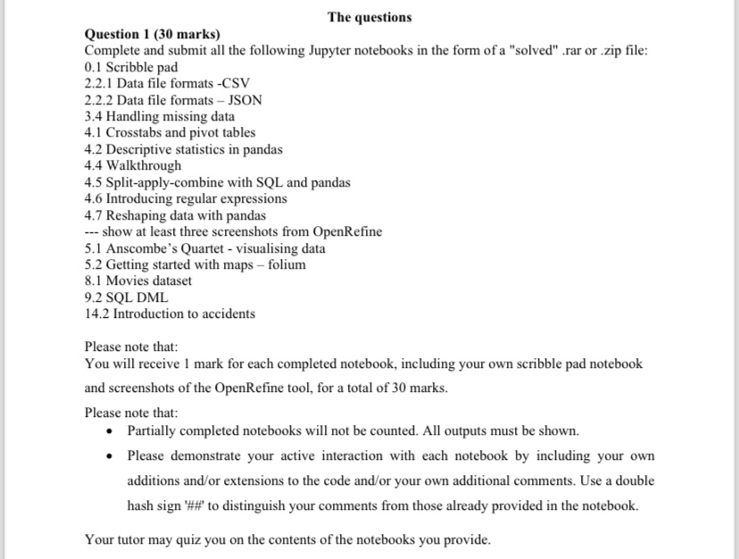 Solved The questionsQuestion 1 (30 marks)Complete and | Chegg.com Solved The questionsQuestion 1 (30 marks)Complete and | Chegg.com