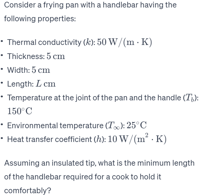 Solved Consider a frying pan with a handlebar having the | Chegg.com