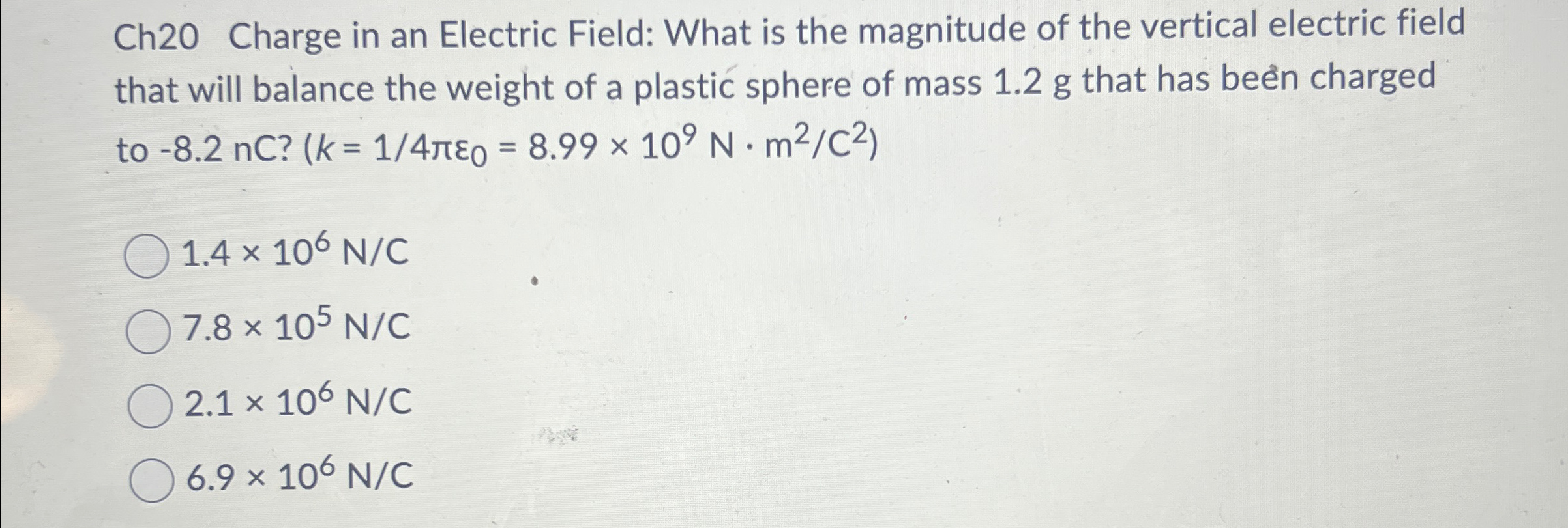 Solved What is the magnitude of the vertical electric field | Chegg.com