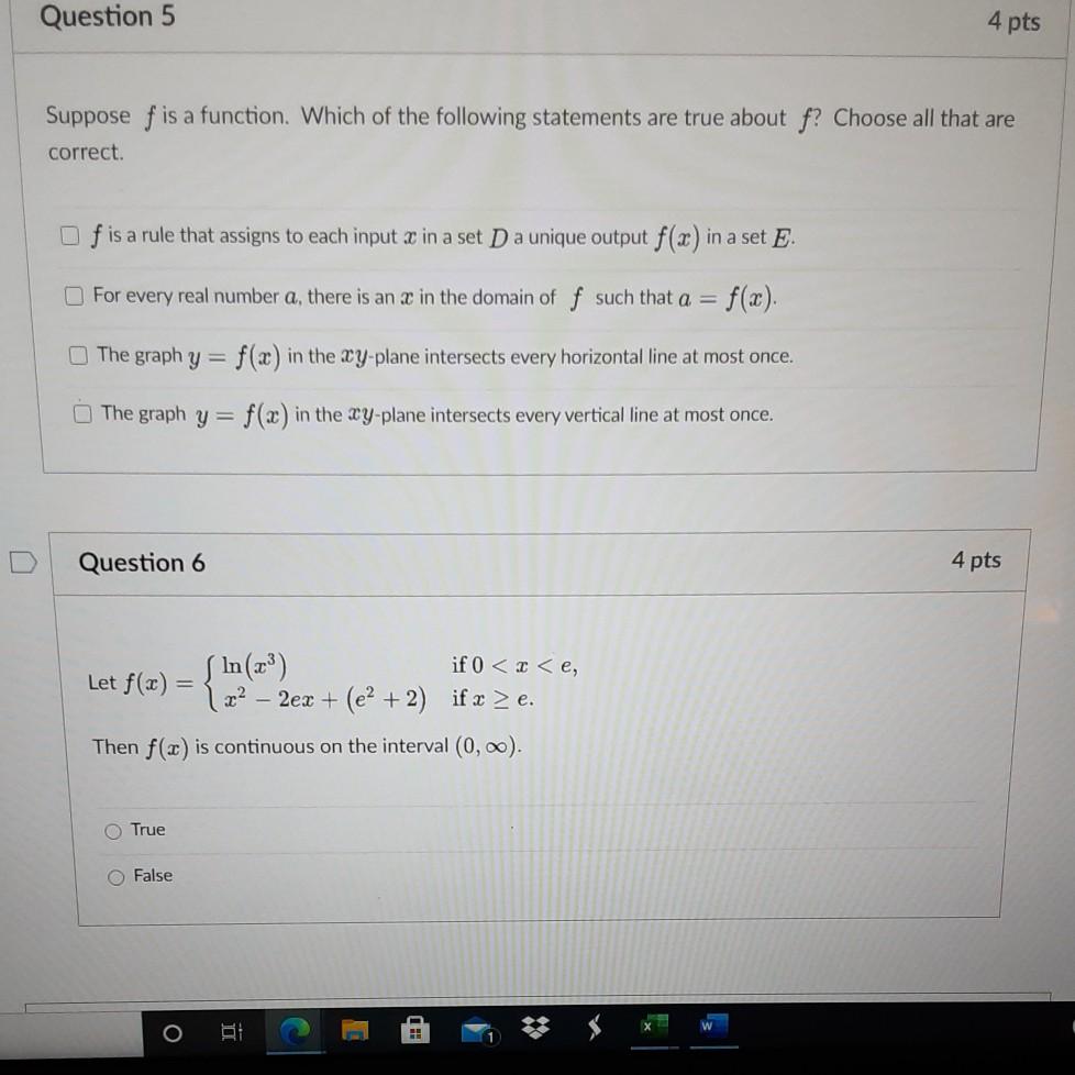 Solved Question 5 4 pts Suppose f is a function. Which of | Chegg.com Solved Question 5 4 pts Suppose f is a function. Which of | Chegg.com