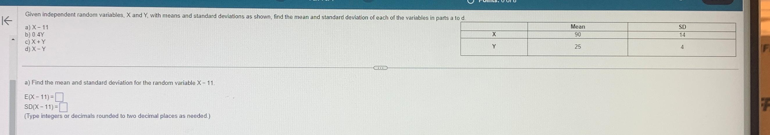 Solved a) x-11b) 0.4Yc) x+Y | Chegg.com