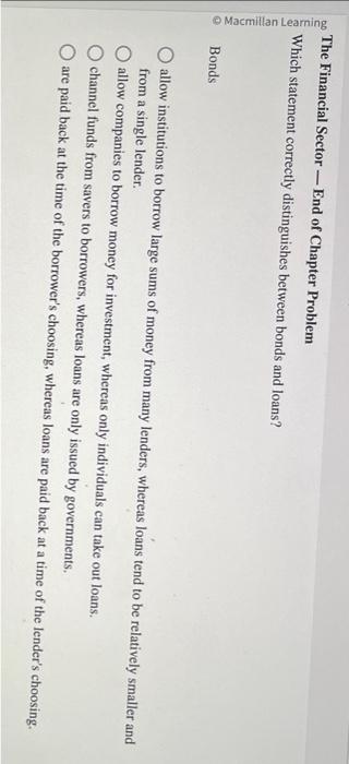 Solved The Financial Sector - End of Chapter Problem Which | Chegg.com