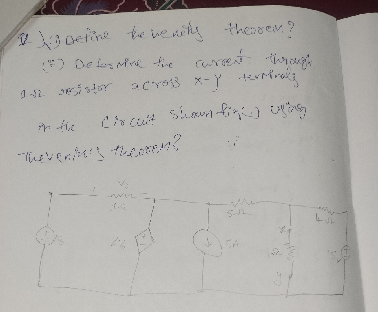 Solved (c) ﻿Define thenening theorem?(ii) ﻿Deformine the | Chegg.com