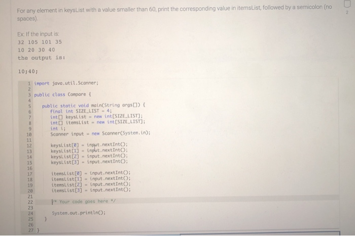 Solved For any element in keysList with a value smaller than | Chegg.com