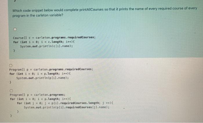 Solved public class Course { String name; int courseCode; } | Chegg.com