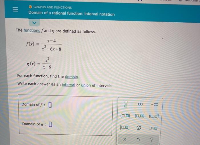 Solved VICE O GRAPHS AND FUNCTIONS Domain of a rational | Chegg.com
