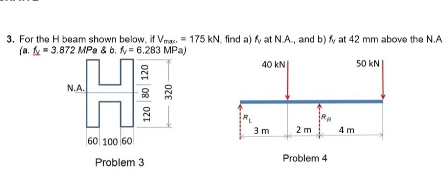 Solved For the H beam shown below, if Vmax=175kN, ﻿find | Chegg.com
