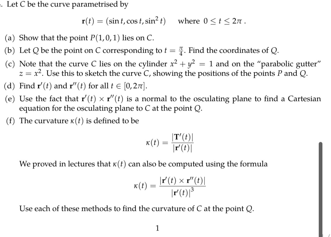 Solved Let C ﻿be the curve parametrised | Chegg.com