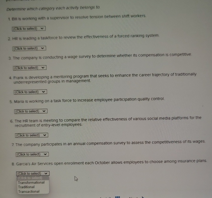 Solved Determine which category each activity belongs to.1 | Chegg.com
