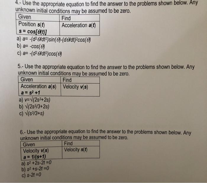 Solved 4 Use The Appropriate Equation To Find The Answer