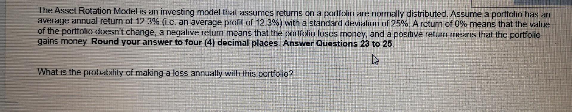 The Asset Rotation Model is an investing model that | Chegg.com