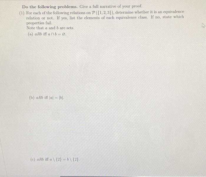 Solved Do the following problems. Give a full narrative of | Chegg.com