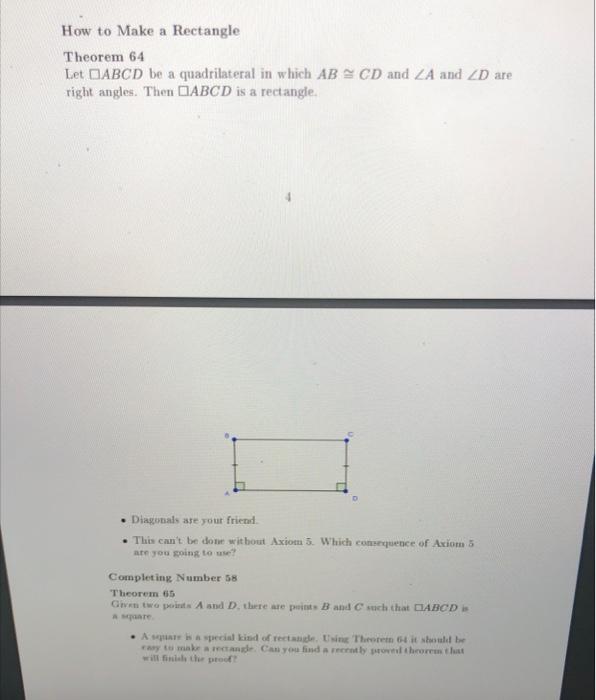 Solved How to Make a Rectangle Theorem 64 Let ABCD be a | Chegg.com