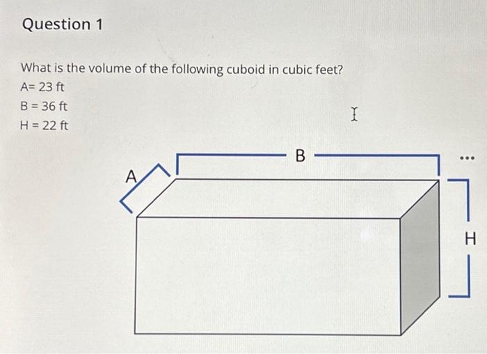 Solved What is the volume of the following cuboid in cubic | Chegg.com