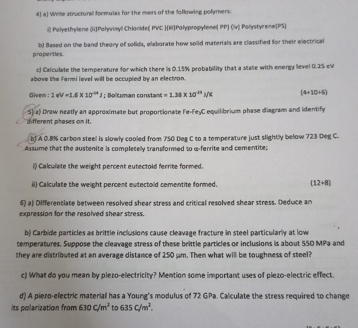 Solved i) Polyethylene (ii)Polyvinyl Chloride(PVC) | Chegg.com