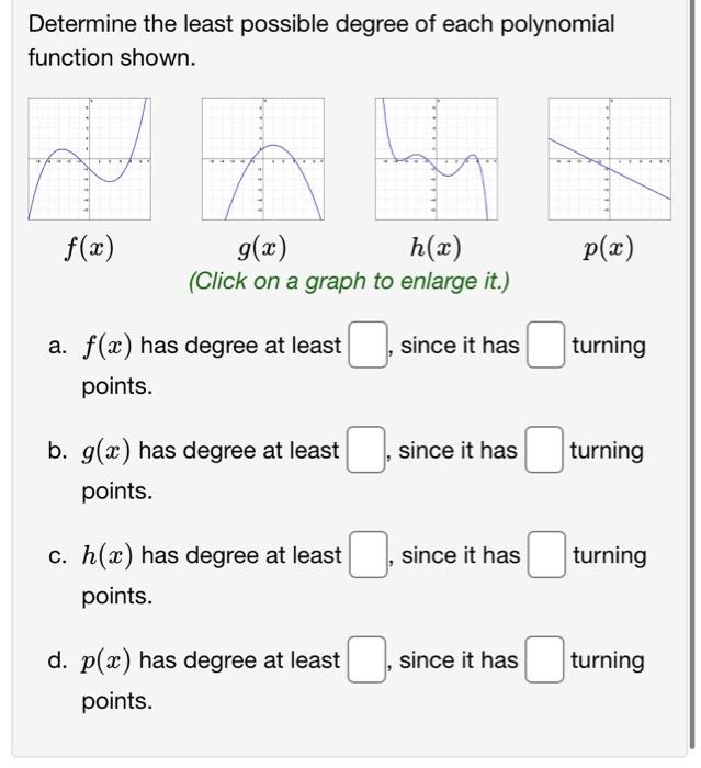 Solved Determine the least possible degree of each | Chegg.com