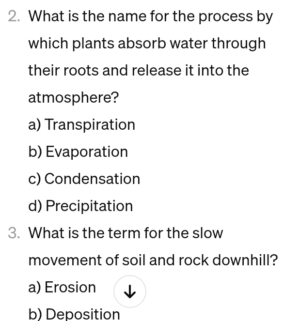 Solved Earthscience:What is the name for the process by | Chegg.com