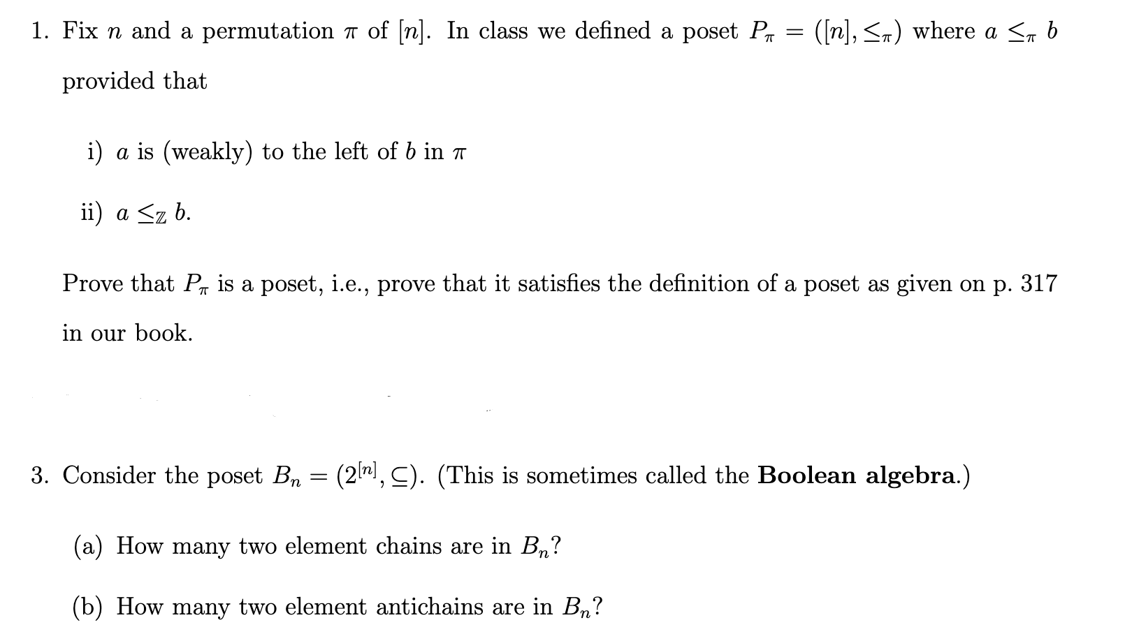 Solved Consider the poset Bn=(2[n],sube). (This is sometimes | Chegg.com