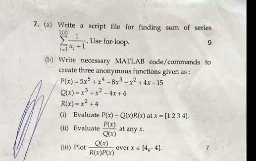 Solved (a) Write a script file for finding sum of series | Chegg.com