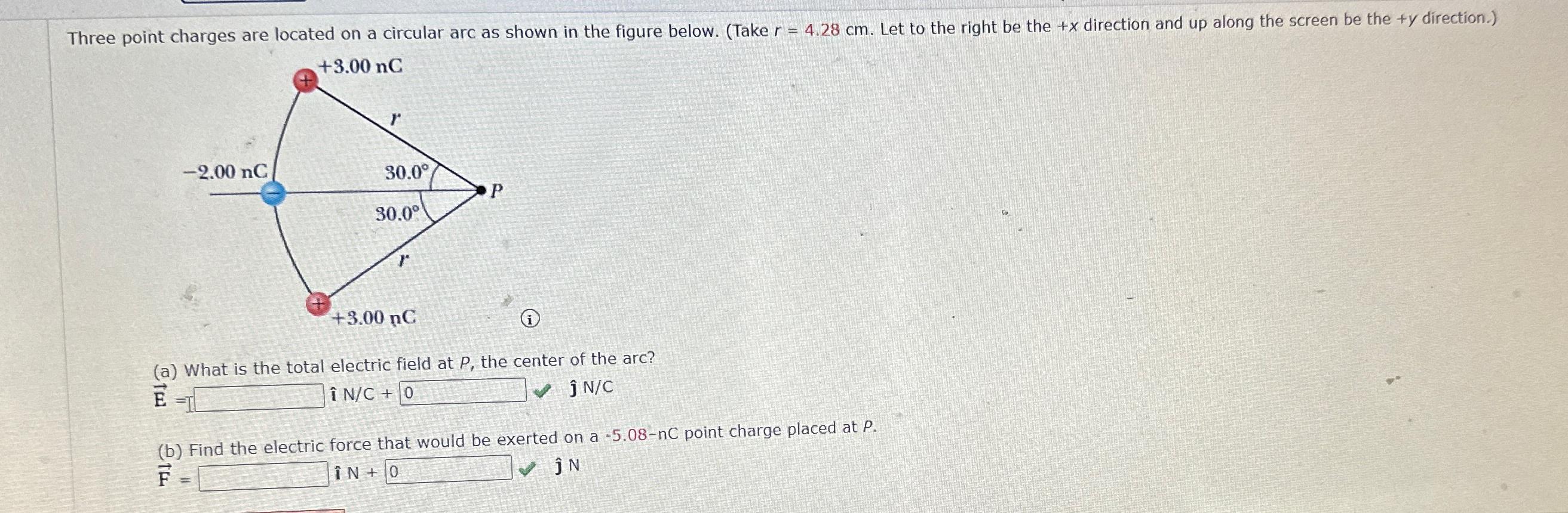 Solved Three point charges are located on a circular arc as | Chegg.com