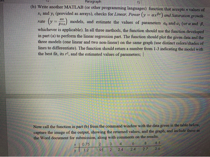 Solved Paragraph (b) Write another MATLAB (or other | Chegg.com