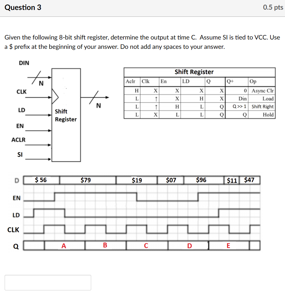 Question 3 ﻿Given the following 8-bit shift register, | Chegg.com