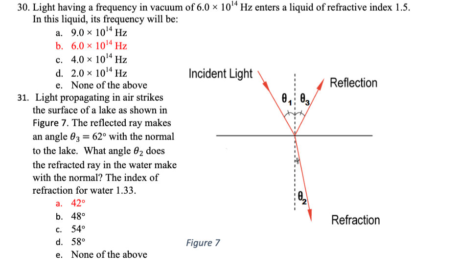 Solved (Correct answers are in red) ﻿Please explain 30 ﻿and | Chegg.com