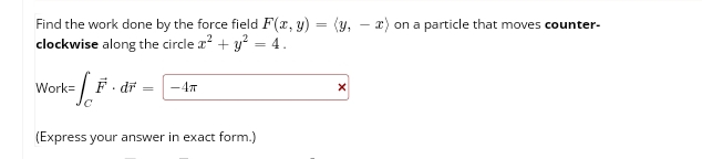 Solved see image Find the work done by the force field | Chegg.com