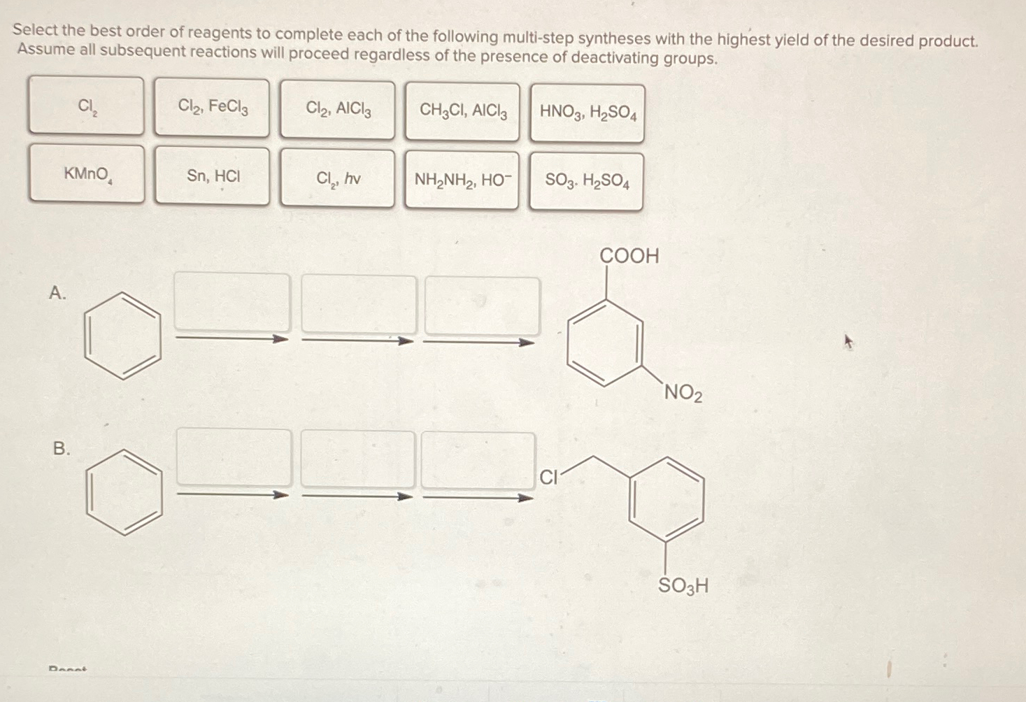 Select the best order of reagents to complete each of | Chegg.com Select the best order of reagents to complete each of | Chegg.com