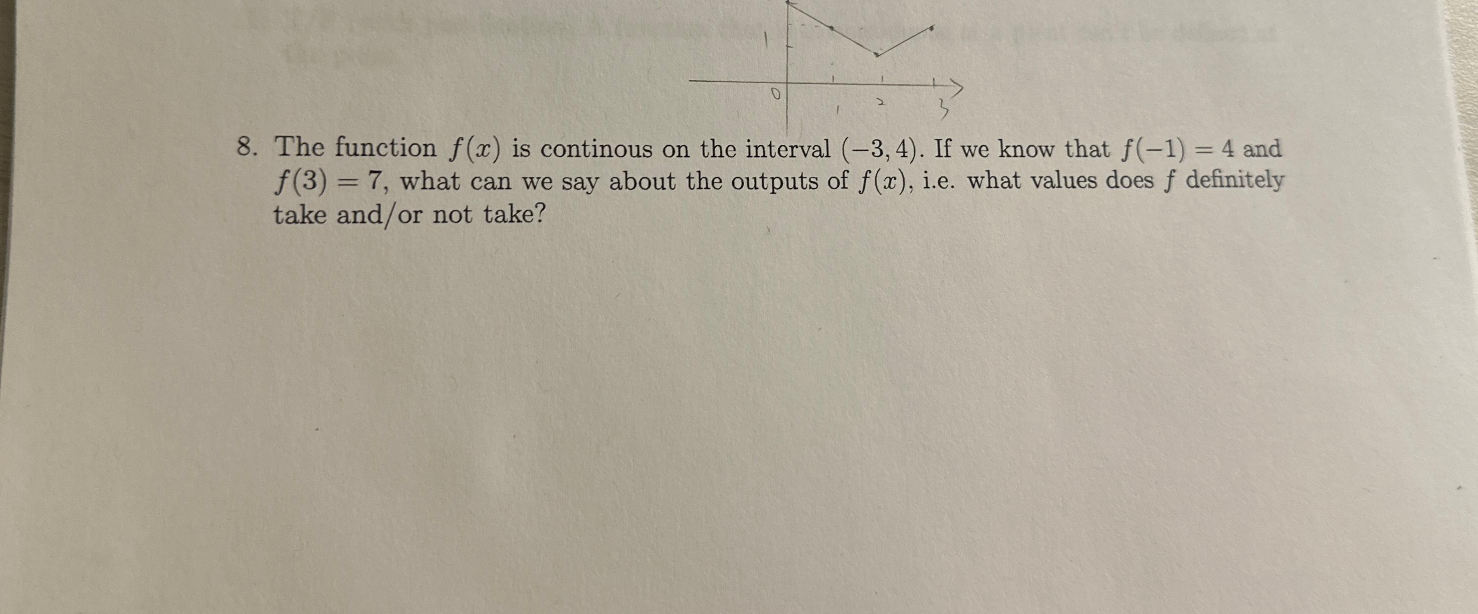Solved The function f(x) ﻿is continous on the interval | Chegg.com