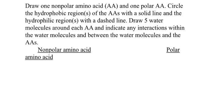 Solved Draw one nonpolar amino acid (AA) and one polar AA. | Chegg.com