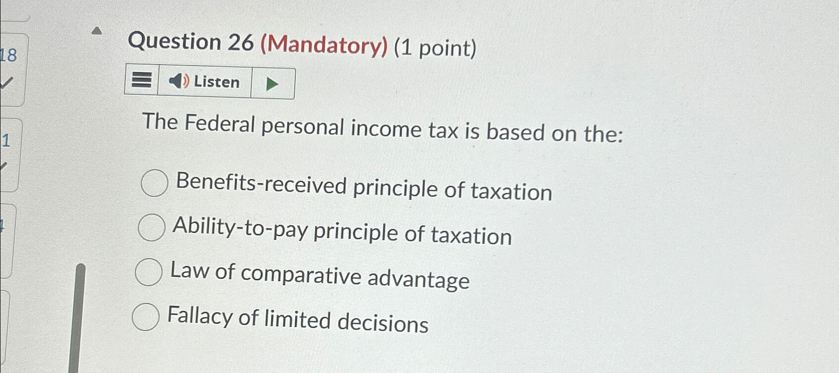 Solved Question 26 (Mandatory) (1 ﻿point)ListenThe Federal | Chegg.com