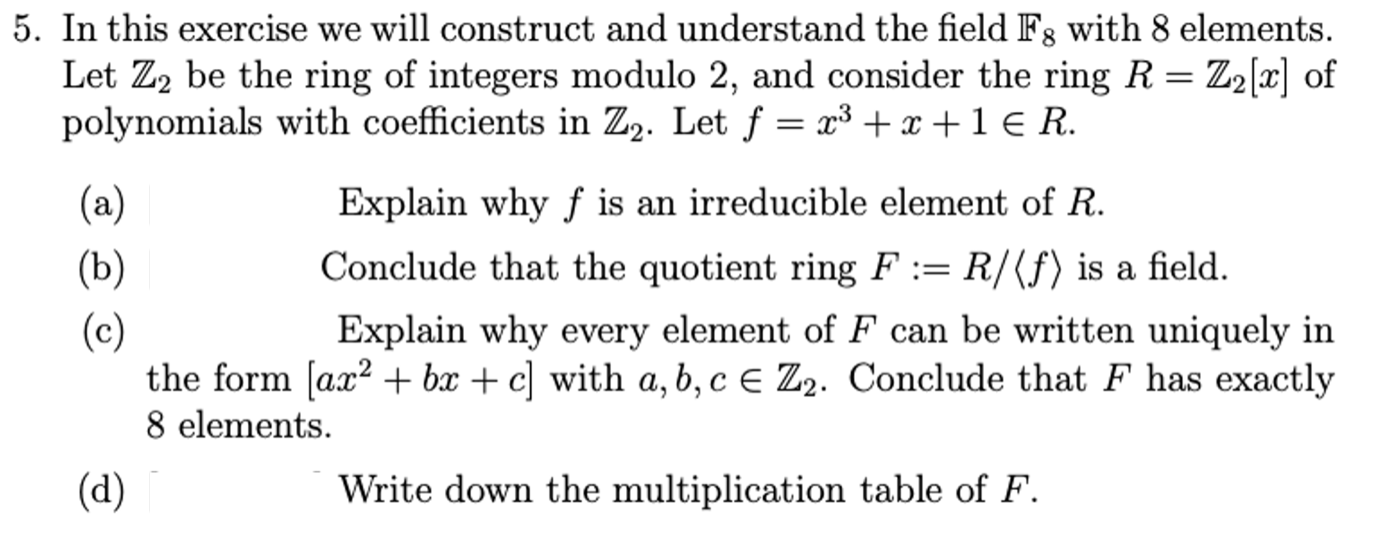 Solved Ring theory. Please can someone help solve all parts | Chegg.com