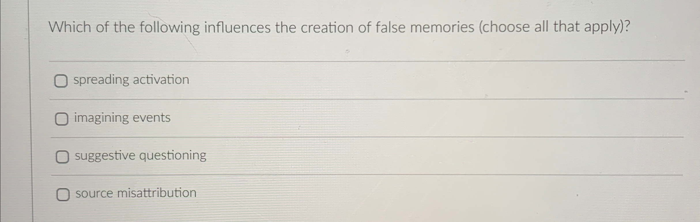 Solved Which of the following influences the creation of | Chegg.com