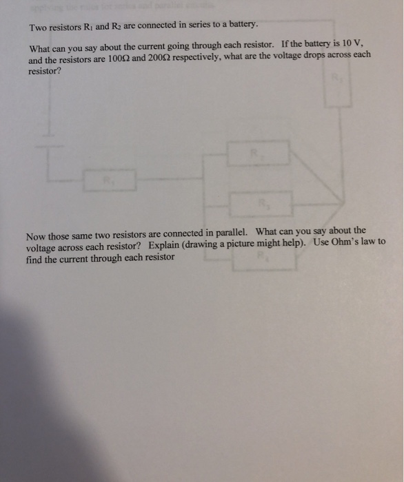 Solved Two resistors R, and R, are connected in series to a | Chegg.com