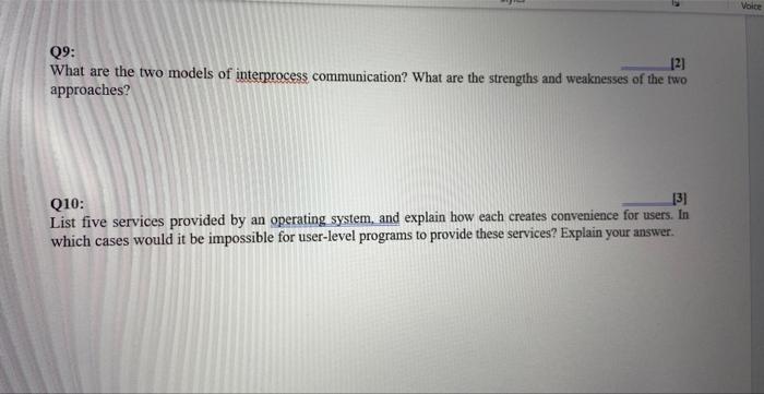 Solved Q9: What are the two models of interprocess | Chegg.com